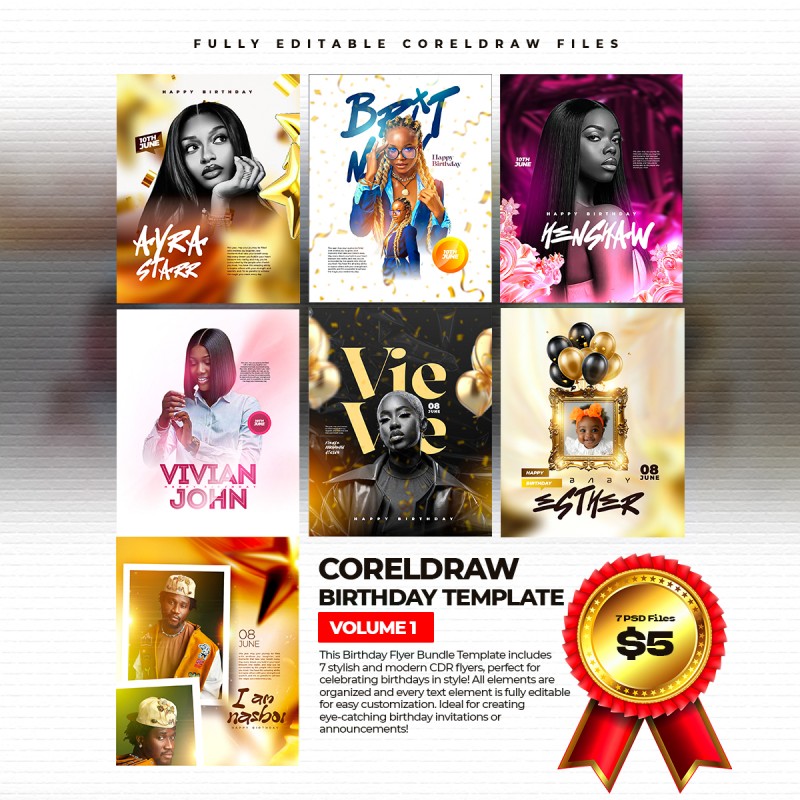 Buy CORELDRAW BIRTHDAY TEMPLATE (Volume 1) by Daphorel Studio on Selar