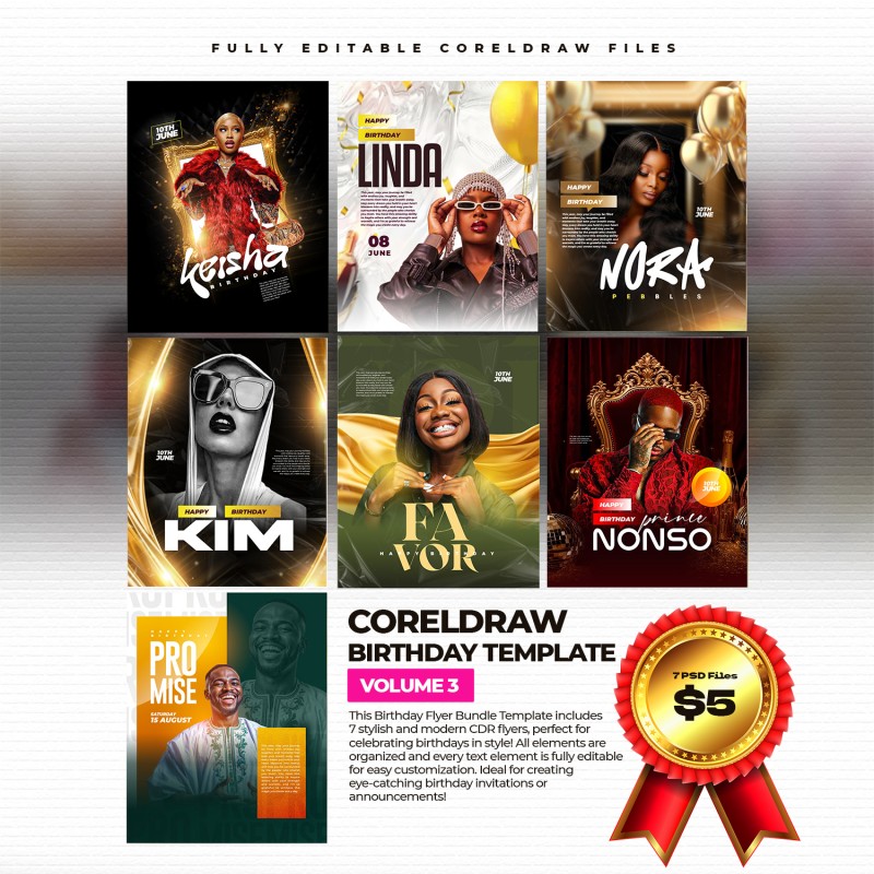 Buy CORELDRAW BIRTHDAY TEMPLATE (Volume 3) by Daphorel Studio on Selar