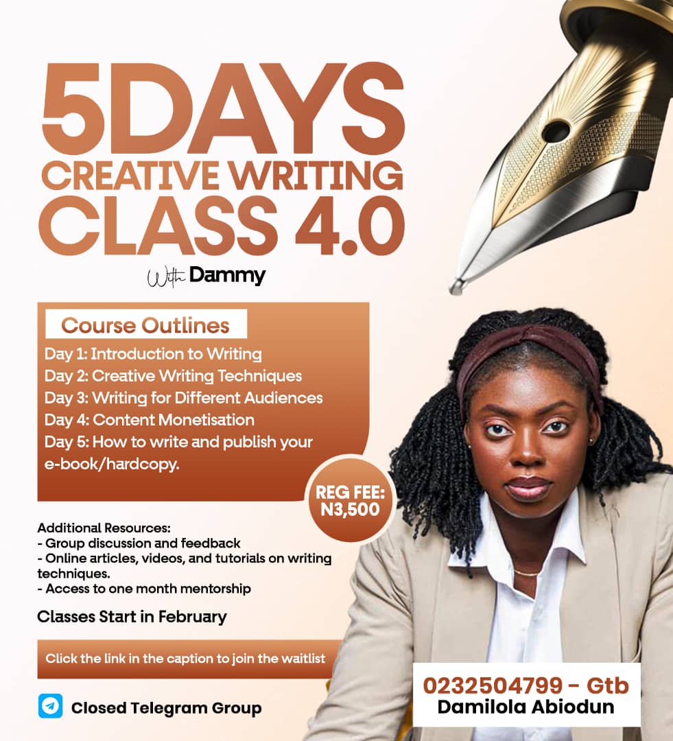 Buy 5 DAYS INTENSIVE WRITING CLASS by Abiodun damilola on Selar