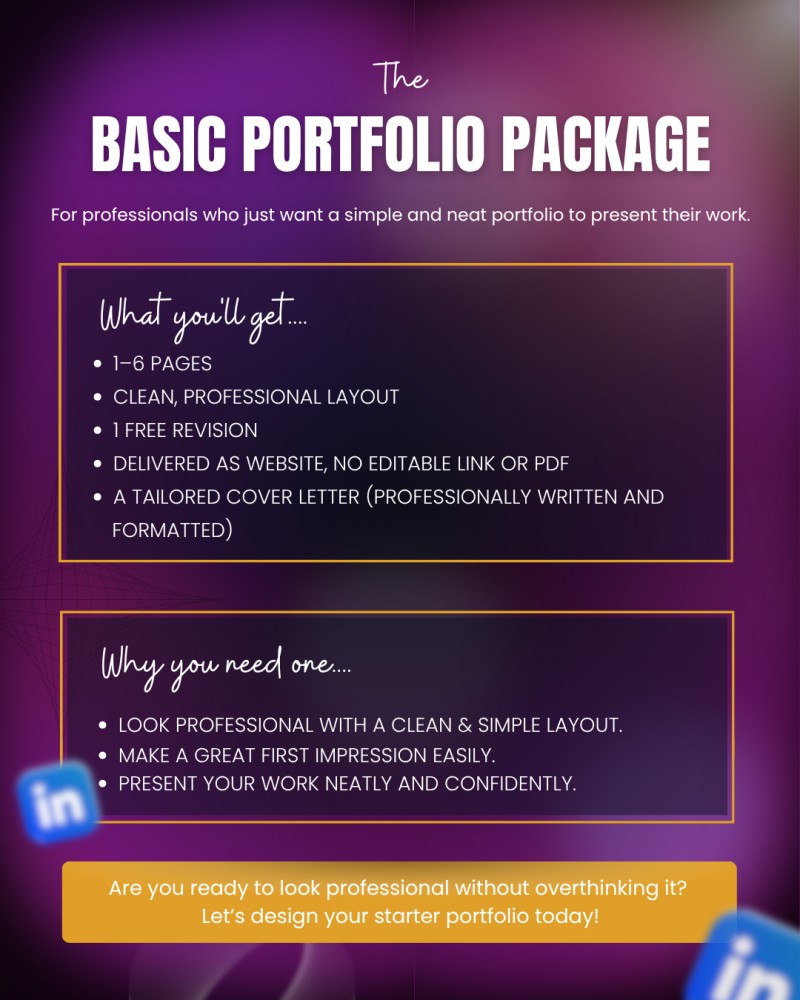 Buy BASIC PORTFOLIO PACKAGE (Starter) by Oluwadarasimi OLUWAROTIMI on Selar
