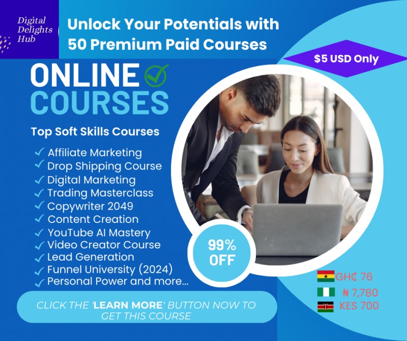 Buy 50 PREMIUM PAID COURSES | MASTERCLASS | MENTORSHIP PROGRAM by Digital Delights Hub on Selar