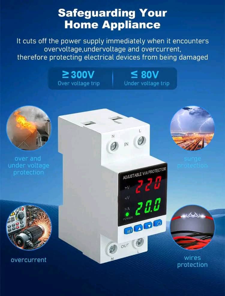 Buy 40A 63A Single Phase Adjustable Over Under Voltage Protection ...