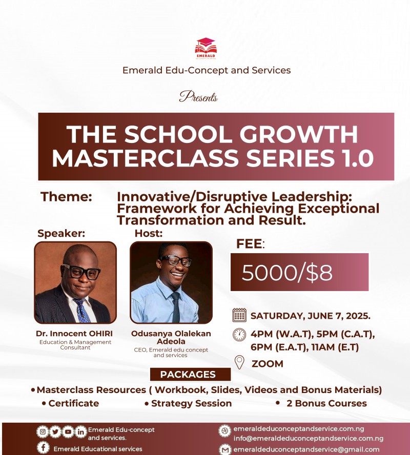 Get SCHOOL GROWTH MASTERCLASS SERIES 1.0 by Emerald Edu Concept and Service on Selar