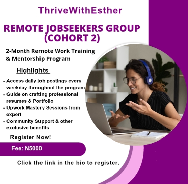 Buy Thrive with Esther Remote Job Training & Mentorship by Esther Adepoju -Adelugba on Selar