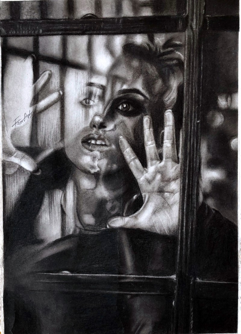 Buy Trapped (A 12" x 16" charcoal drawing - Archival Print Copy) by ...