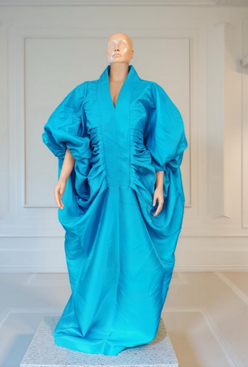 Buy Ruched Liquid Mikado Silk Bubu Dress by Fashion Africana on Selar