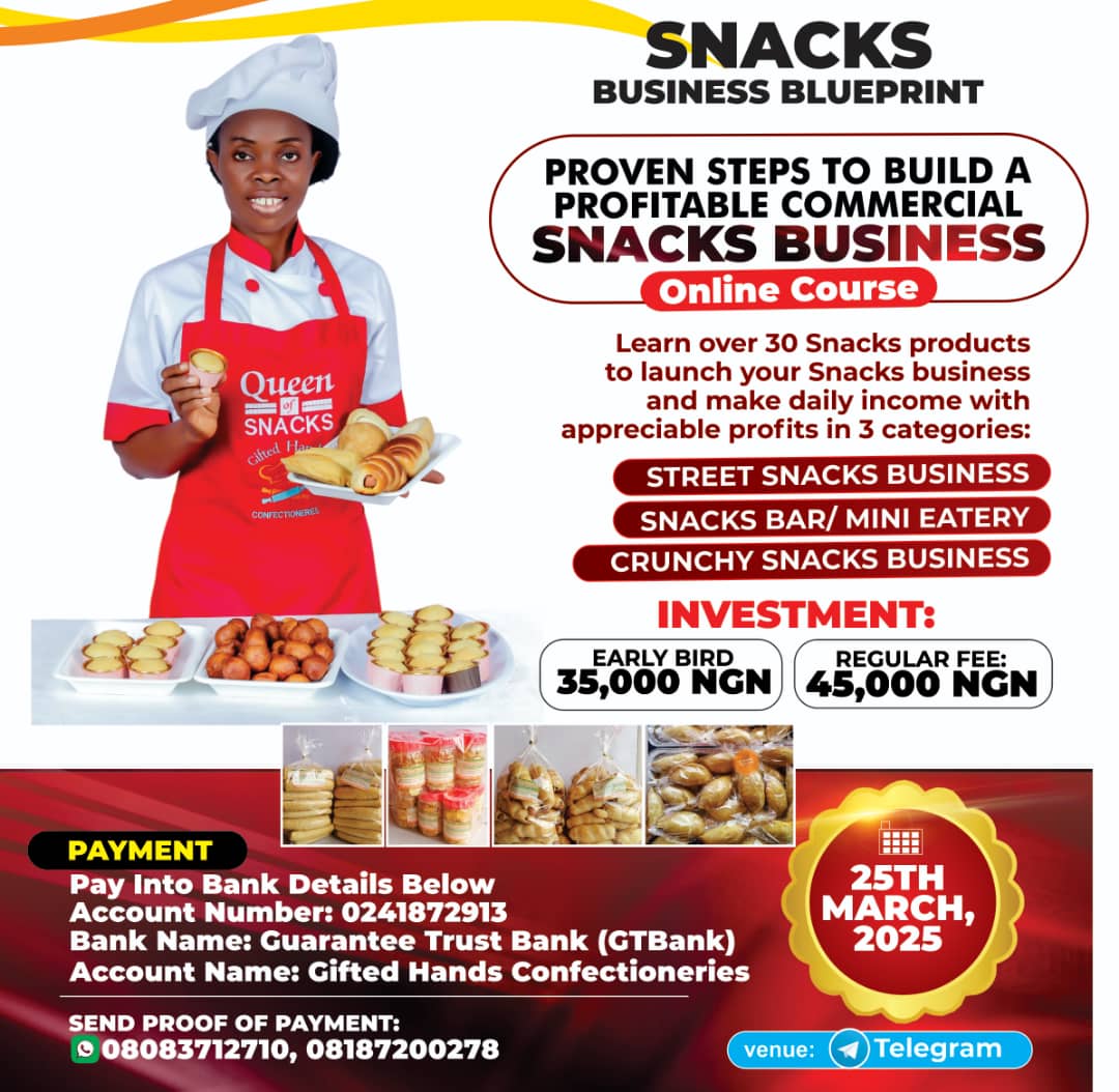 Buy SNACKS BUSINESS BLUEPRINT by VICTORIA AKINTUNDE on Selar