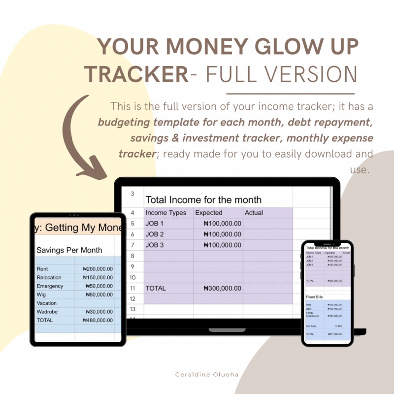 Buy Your Money Glow Up Tracker by Geraldine Oluoha on Selar