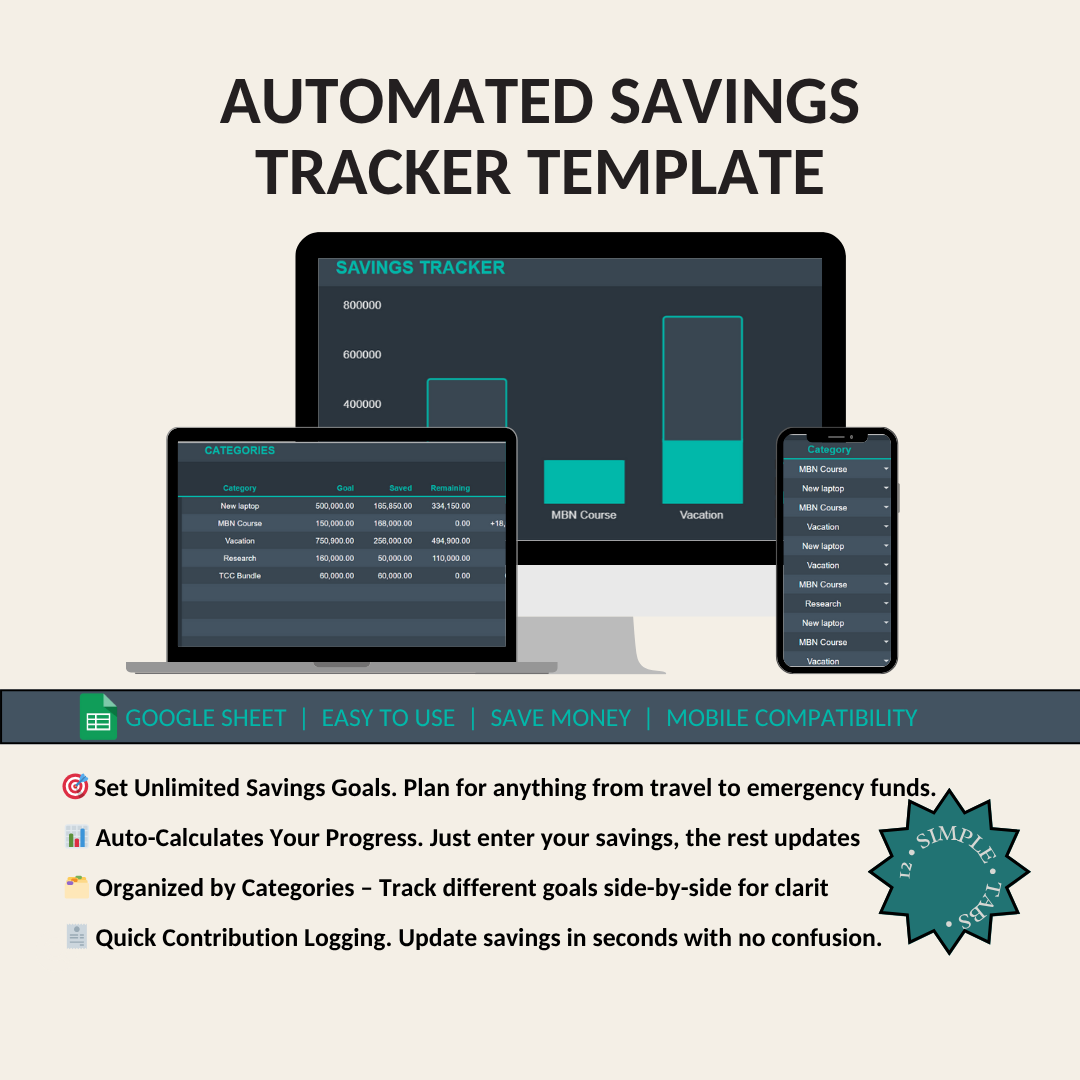 Buy Simple Savings Tracker Template by Ginika Promise on Selar