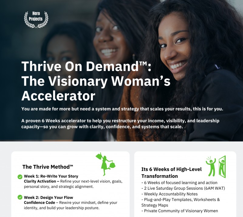 Subscribe THRIVE ON DEMAND (FLEXIBLE PAYMENT - N60,000) by Hero Project on Selar