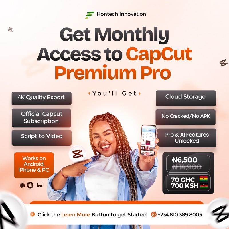 Buy CapCut Premium Pro (Login) by Hontech Innovation on Selar