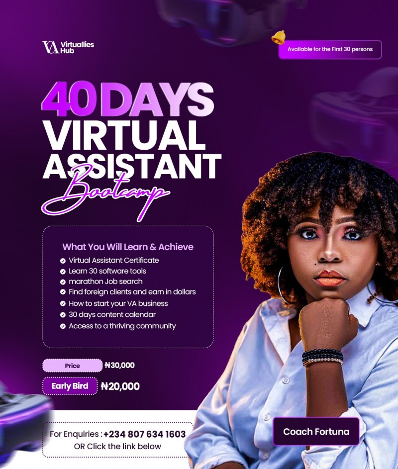 Buy VIRTUAL ASSISTANT PROGRAM by Horsfall Fortuna on Selar