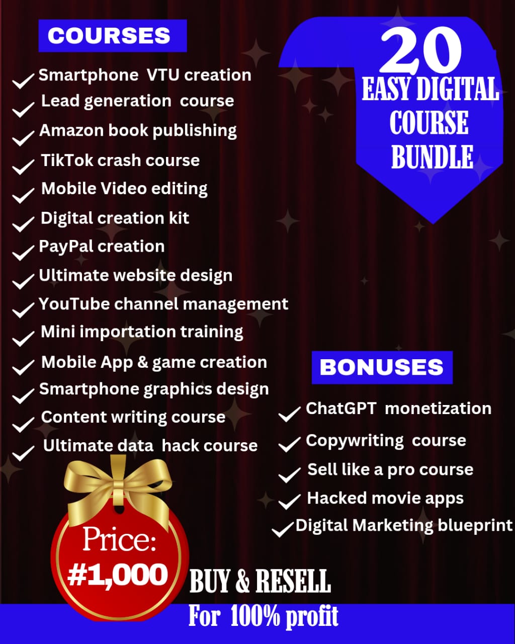 Buy 20+ DIGITAL SKILLS COMBO COURSE by JEREMIAH JAMES SANDY on Selar