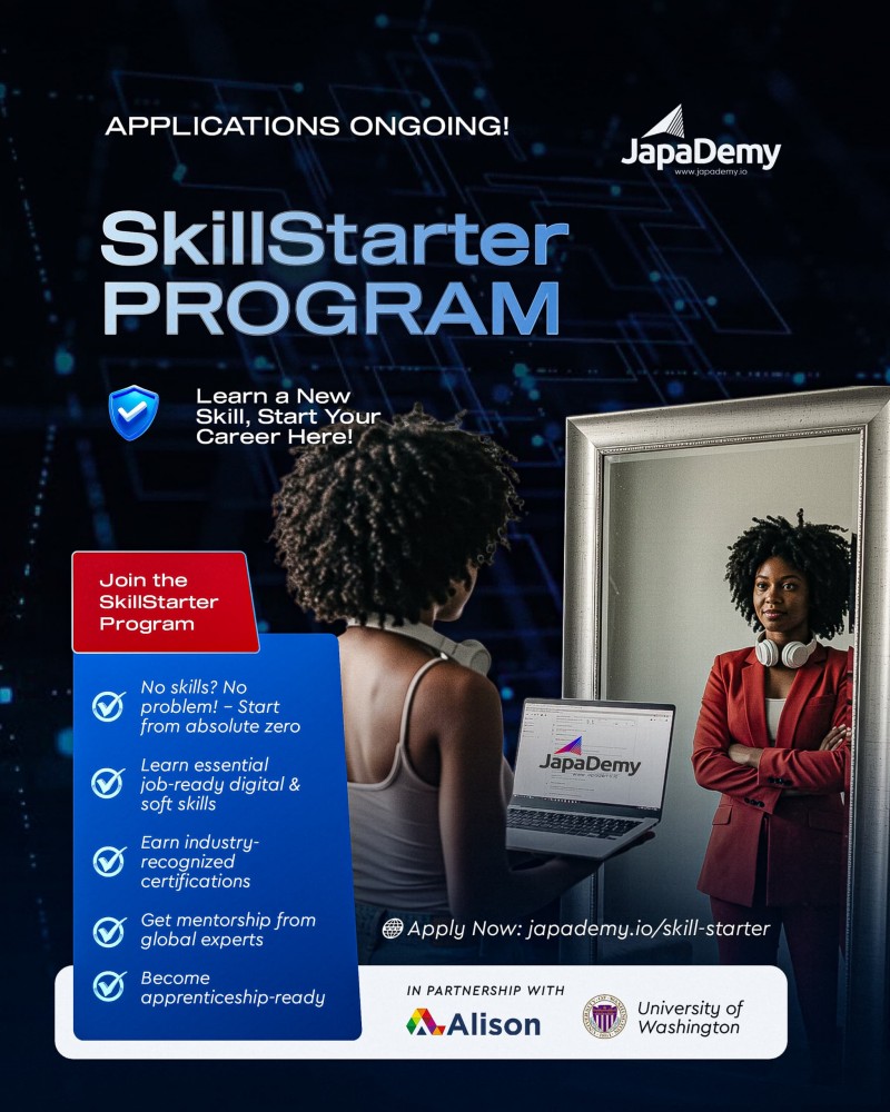 Buy Skill Starter Africa Acceptance Fee (One Time Payment) by JapaDemy Africa on Selar