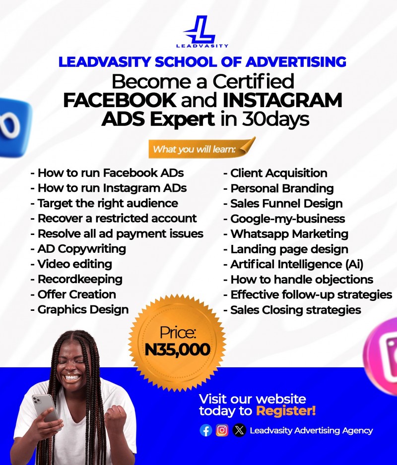 Buy META ADS CERTIFICATION COURSE by Leadvasity Advertising Agency on Selar