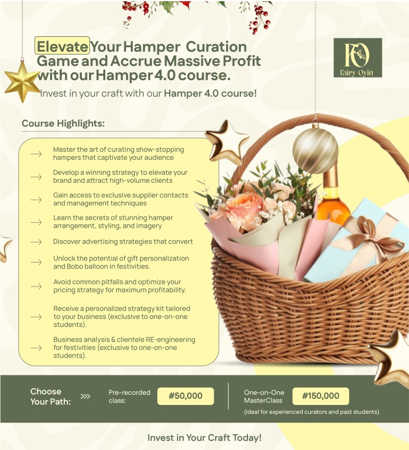 Buy THE ULTIMATE HAMPER CURATION COURSE by Oyindamola Olajide on Selar
