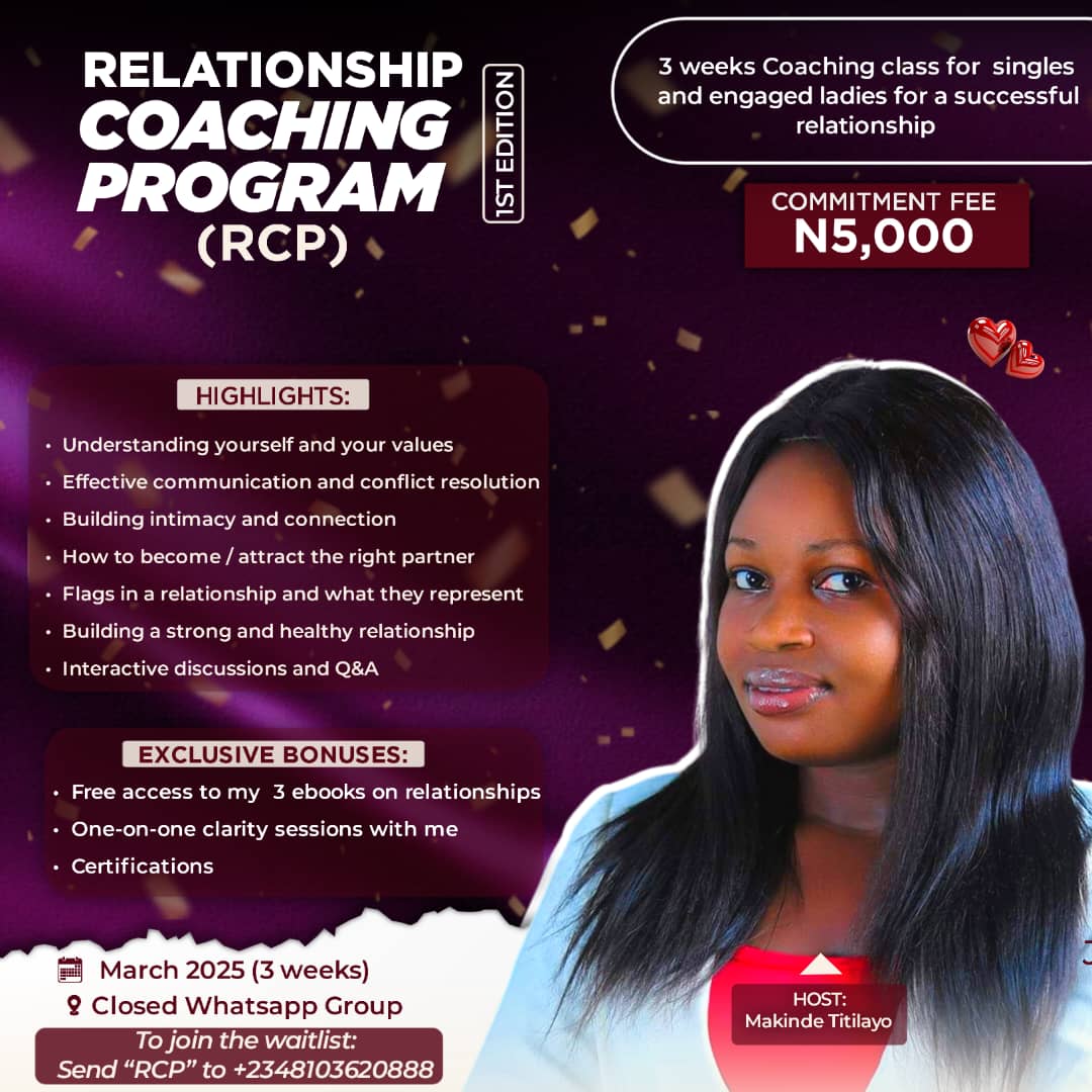 Buy Relationship Coaching Program (RCP) by Makinde Titilayo on Selar