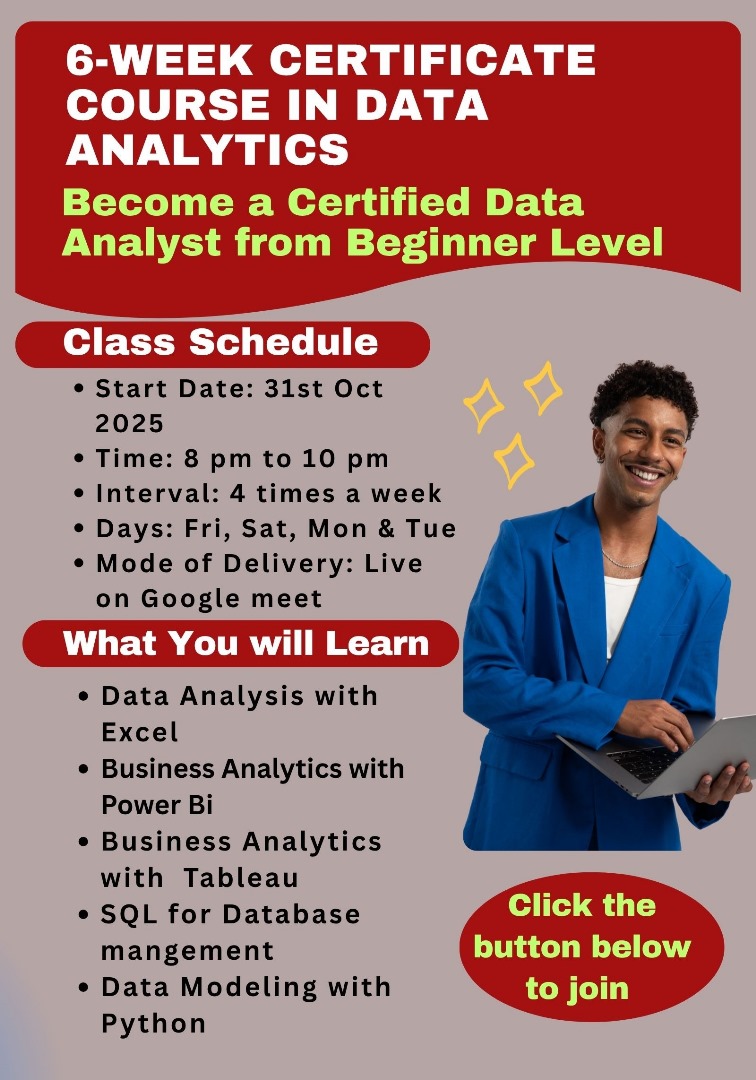 Buy 6-week Certificate Course in Data analytics by Moses Kor on Selar