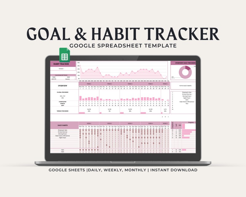 Buy Daily, Weekly, Monthly & Yearly Goal and Habit Tracker | 2025 Goal ...