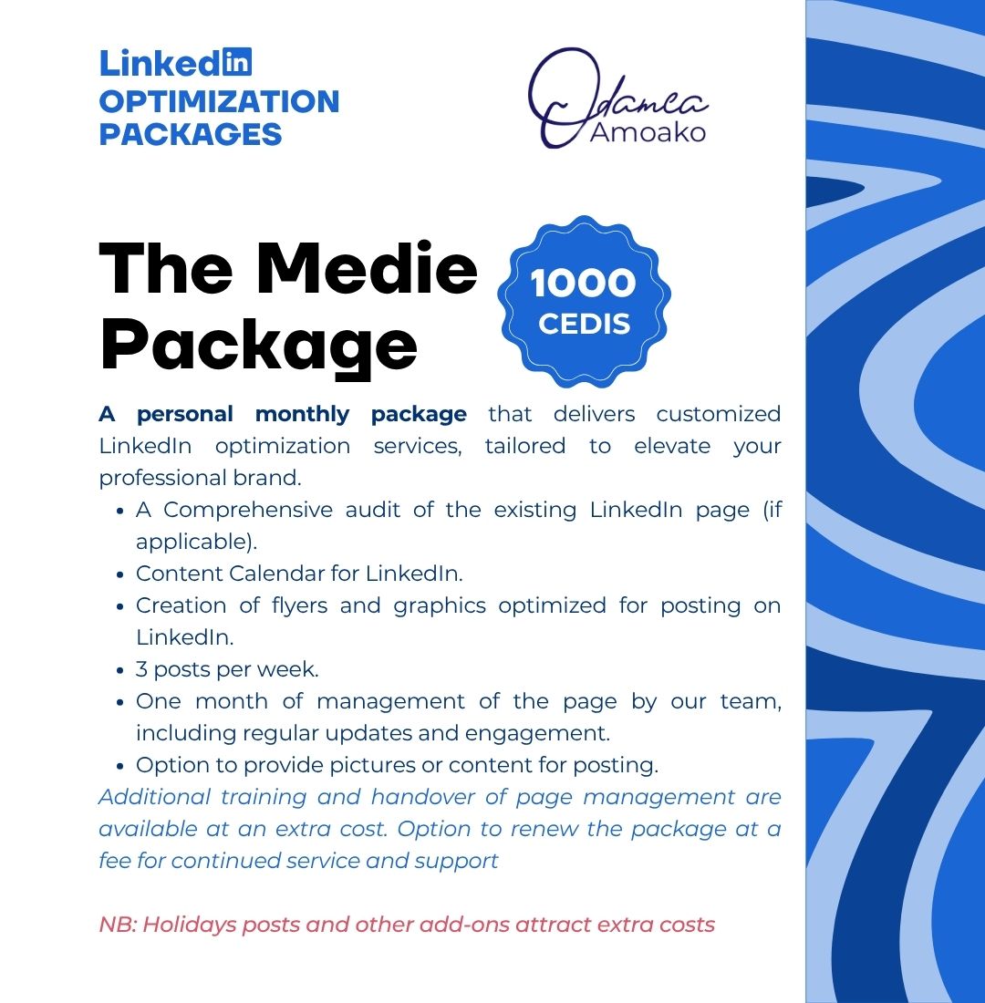 Buy LinkedIn Medie (Personal) Package by Amma Odamea Amoako on Selar