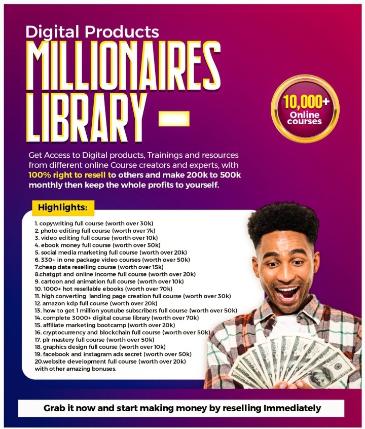 Buy Digital Products Millionaire Library by Oluwasegun Digitals on Selar