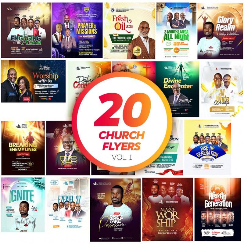 Buy 20 Elegant Bundle Church Flyer Design Template by Opoku Afriyie ...