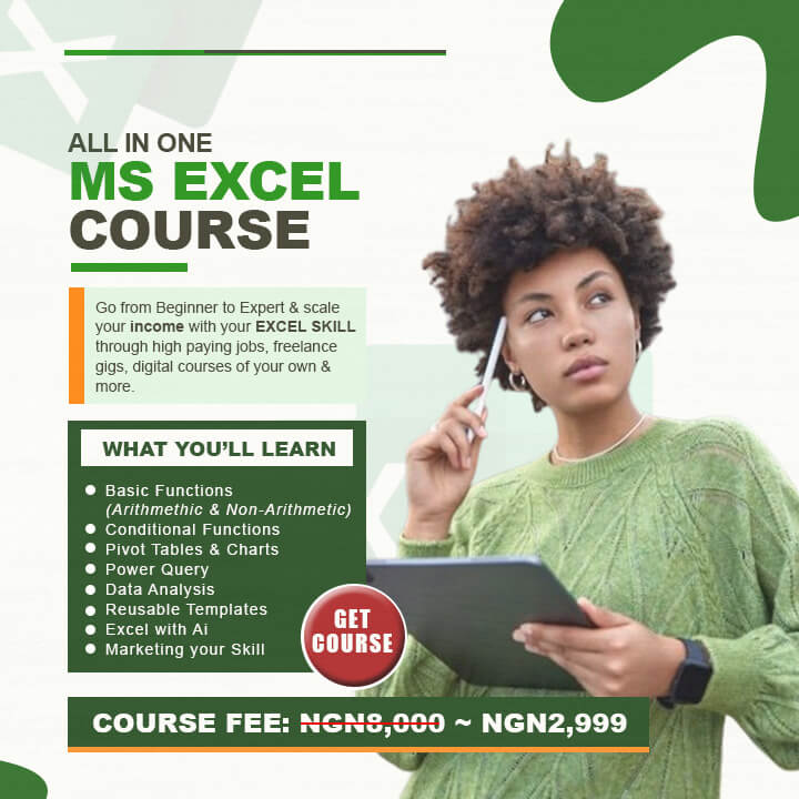 Buy THE COMPLETE MS EXCEL COURSE by Omoefe Bazunu on Selar