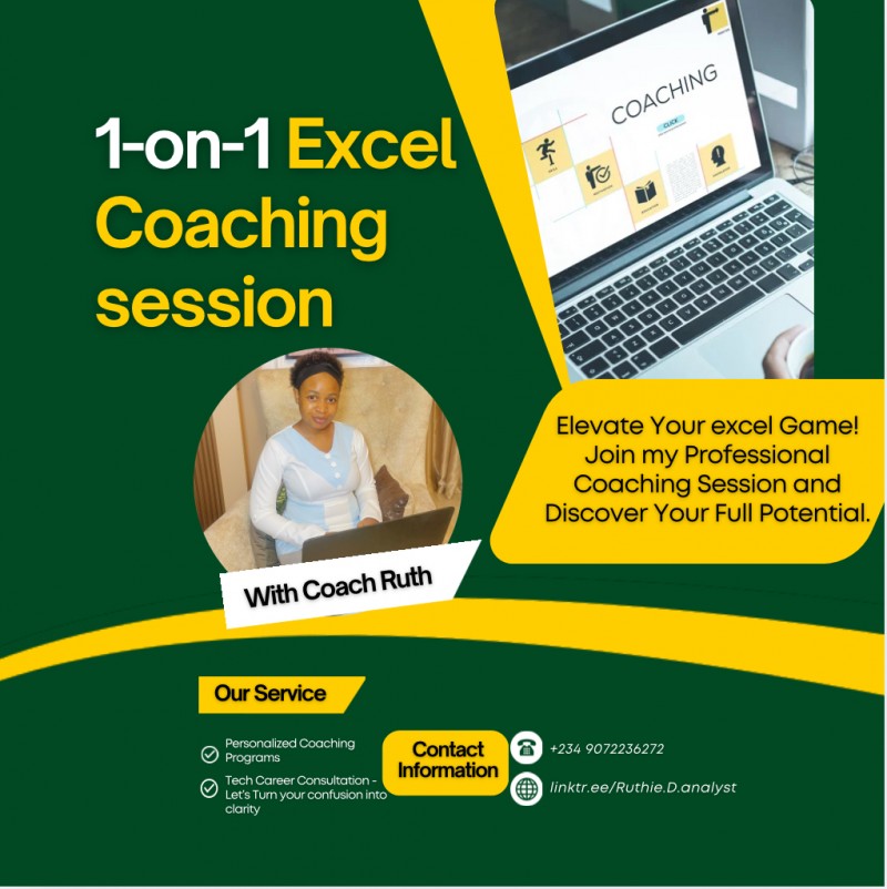 Buy 1-on-1 Excel Coaching Session by Ruthie.D.analyst on Selar