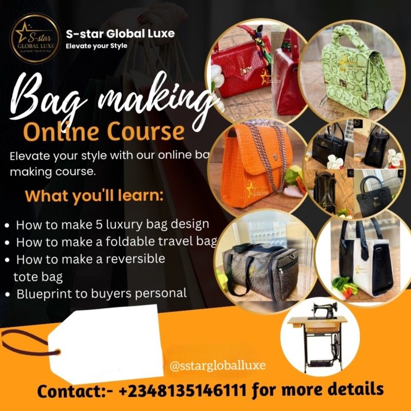 Buy Online Bag Making Course (5 luxury bags and a foldable travel bag ...