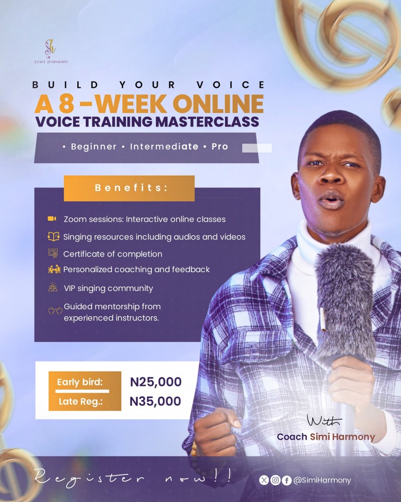 Buy 8 WEEKS VOICE TRAINING CLASS by Oladehinde similoluwa on Selar