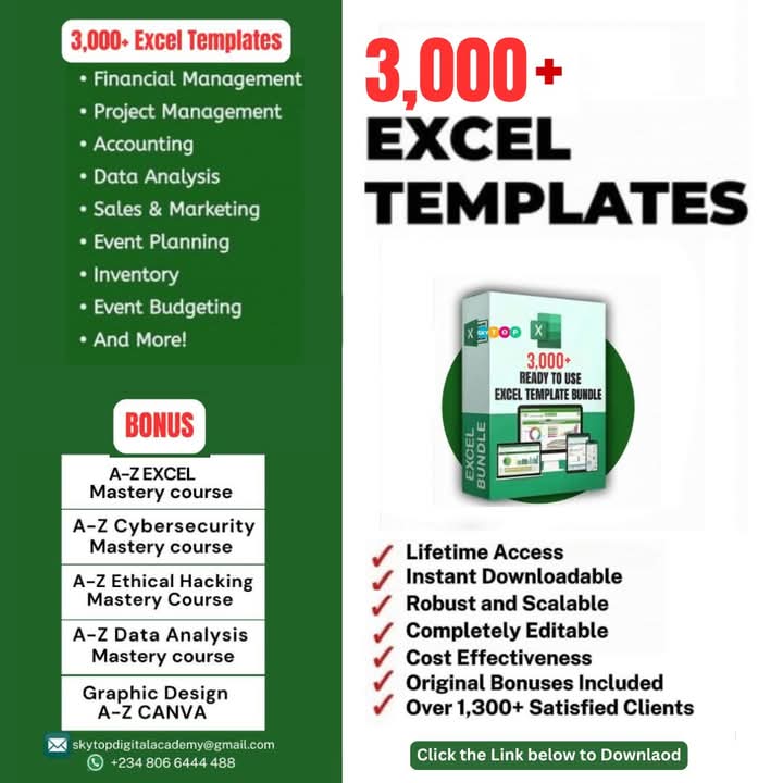 Buy 3000+ Excel/Spreadsheet Template With Excel Mastery Course, Ethical Hacking Mastery Course ...