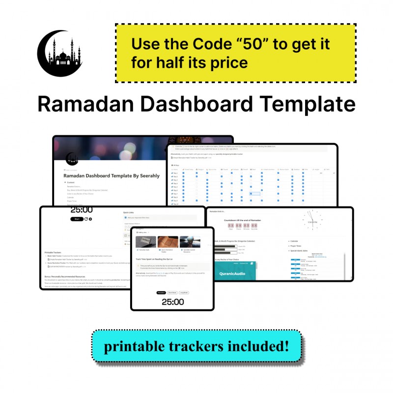 Buy Ramadan Dashboard Template: Organize Your Time and Maximize Your Productivity! by Abdullah ...