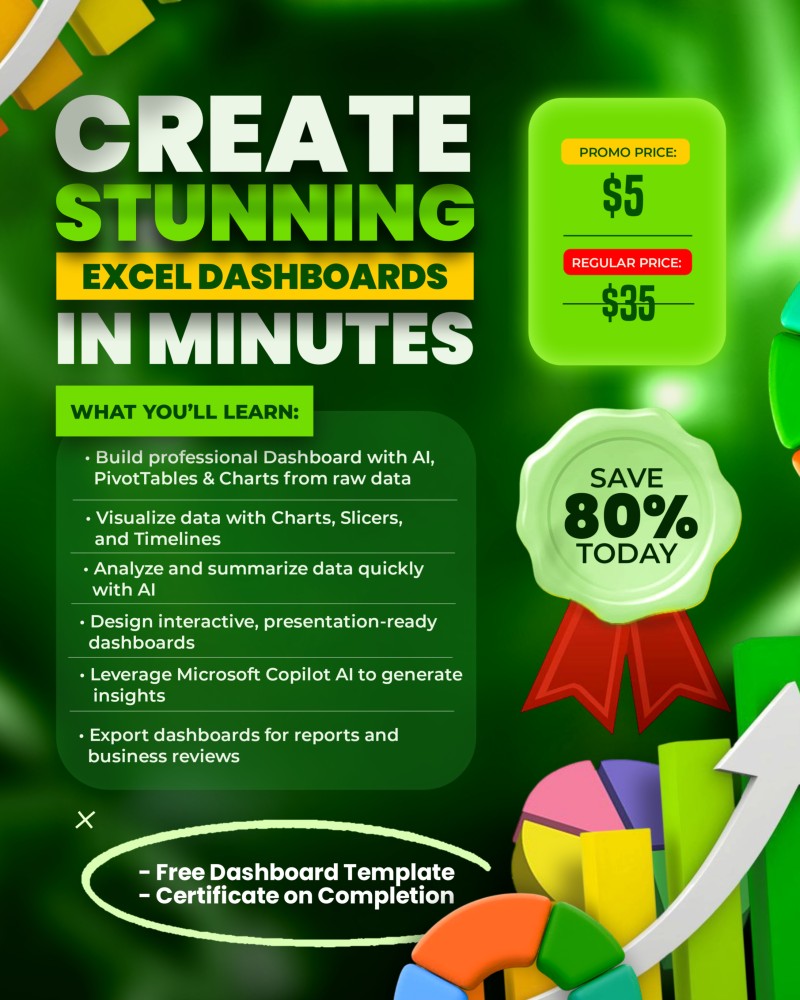 Buy Create Stunning Excel Dashboards in Minutes: AI, Pivot Tables ...