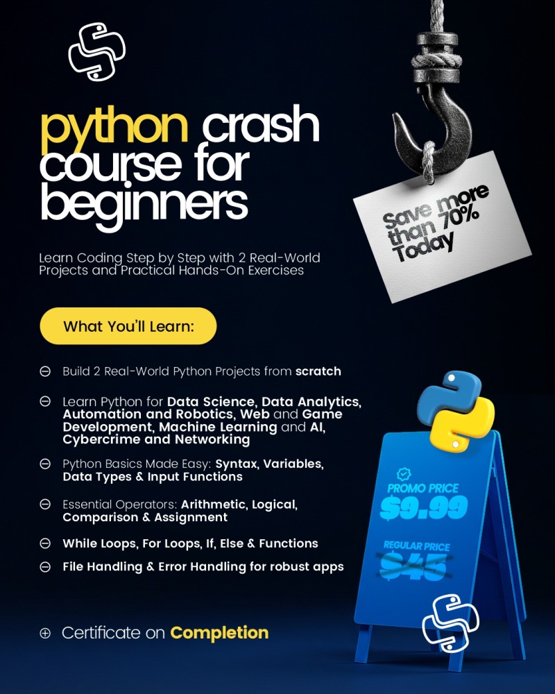 Buy Python Crash Course for Beginners: Learn Coding Step by Step with Real World Projects by ...