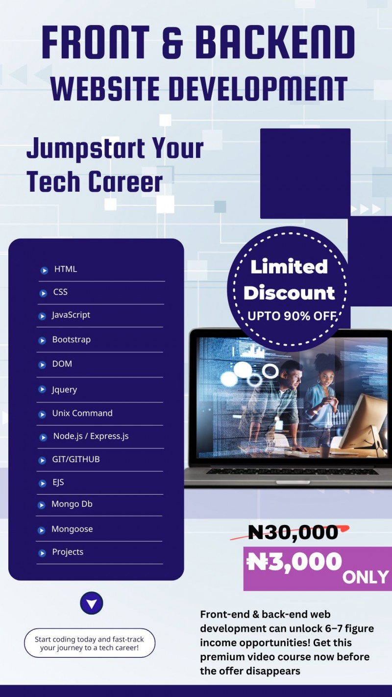 Buy Frontend & Backend Website Development by Michael Sales Academy on Selar