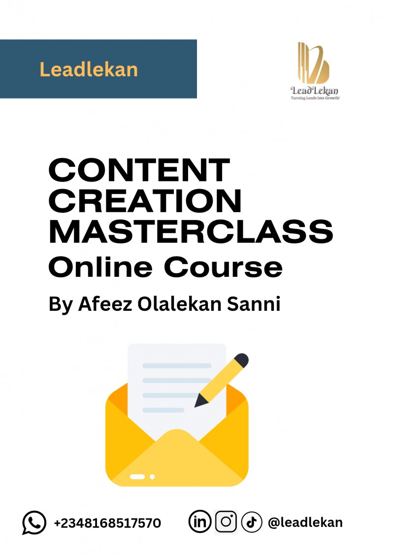 Buy Premium Content Creation MasterClass by Leadlekan Digital Services on Selar