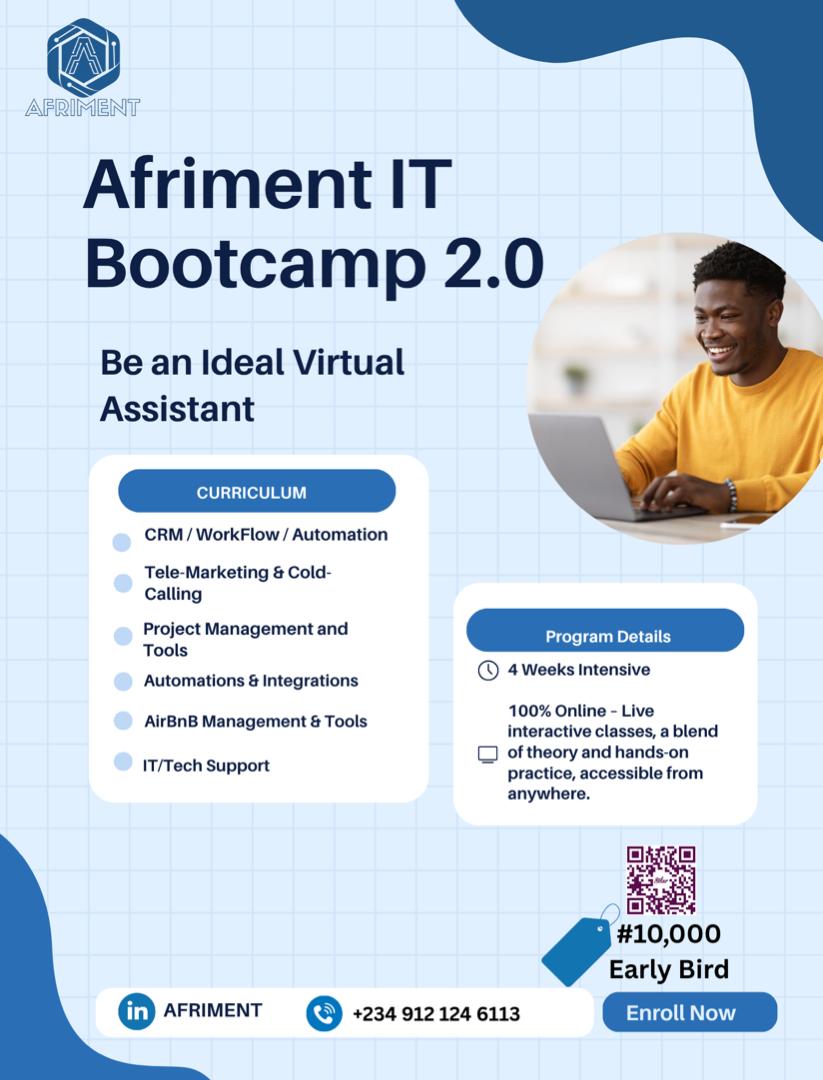 Buy AFRIMENT BOOTCAMP VA/IT SUPPORT 5.0 by AFRIMENT OFFICIAL on Selar