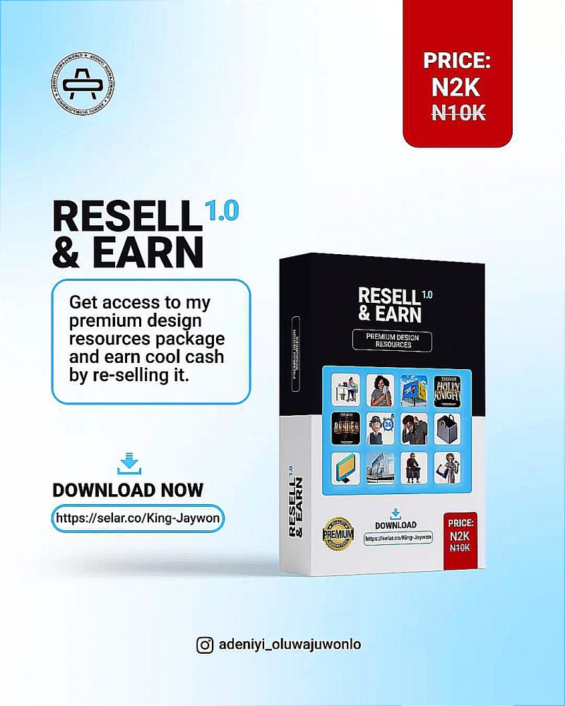Buy RESELL & EARN 1.0 (PREMIUM DESIGN RESOURCES) by Adeniyi Juwon ...