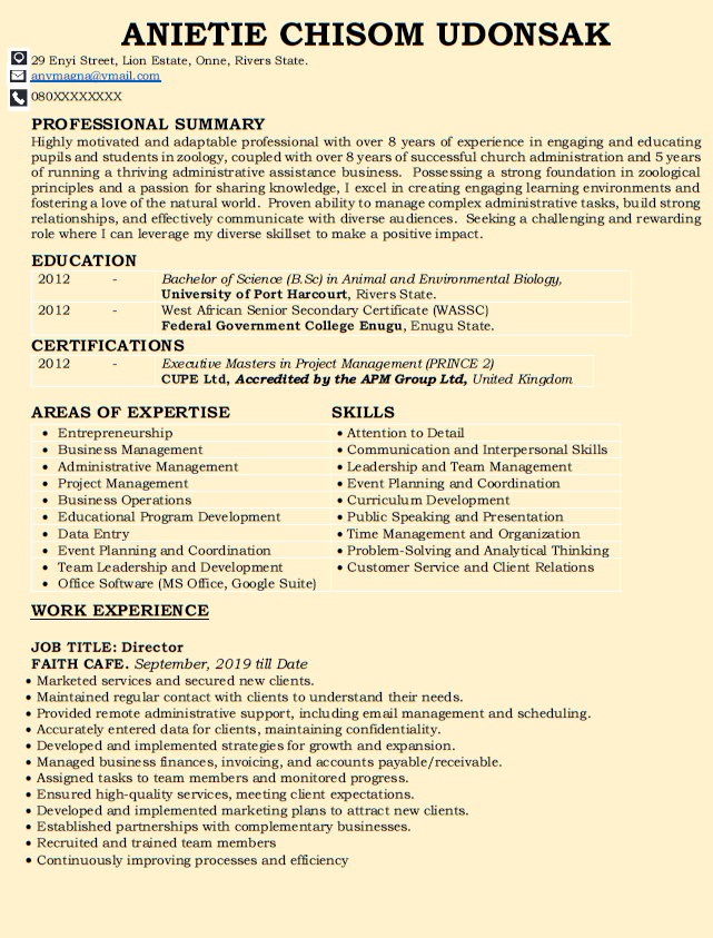 Buy Nigerian CV/Resume by Aniebiet Udonsek on Selar