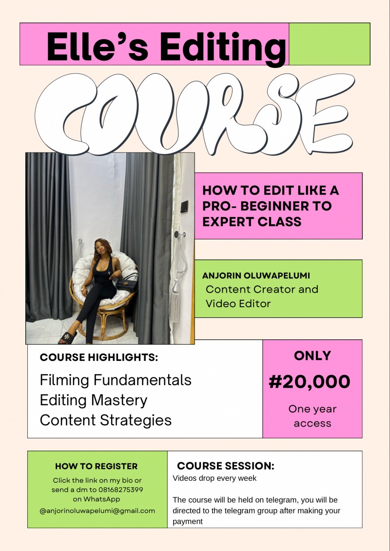 Buy Video Editing Course by Elle/Content Creator on Selar