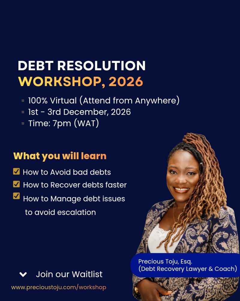 Get Debt Resolution Workshop - 2026 by Precious Toju, Esq. on Selar