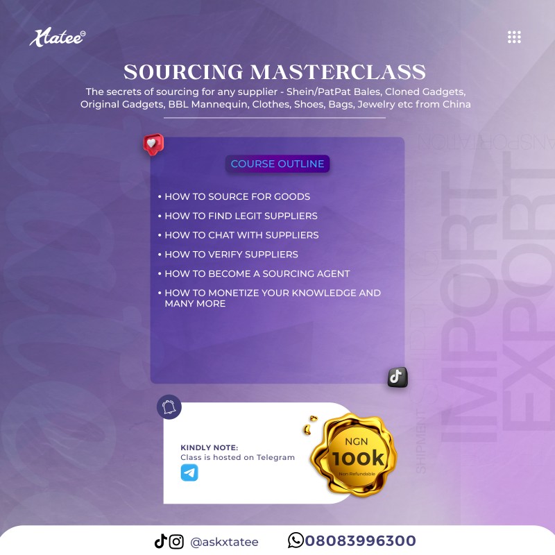 Buy Sourcing Masterclass by Ask Xtatee on Selar