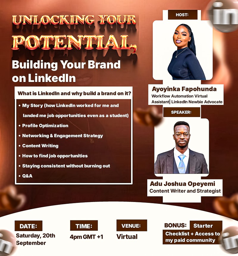 Buy UNLOCKING YOUR POTENTIAL, BUILDING YOUR BRAND ON LINKEDIN by Fapohunda Ayoyinka on Selar