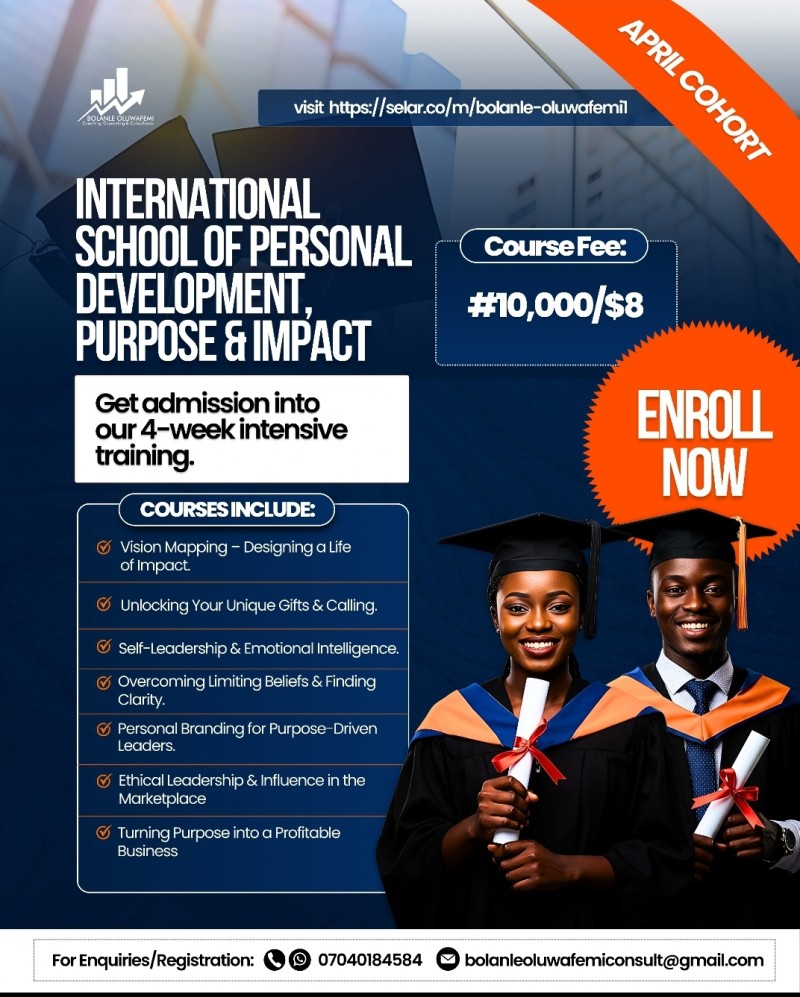 Buy INTERNATIONAL SCHOOL OF PERSONAL DEVELOPMENT, PURPOSE AND IMPACT copy by Bolanle Oluwafemi ...