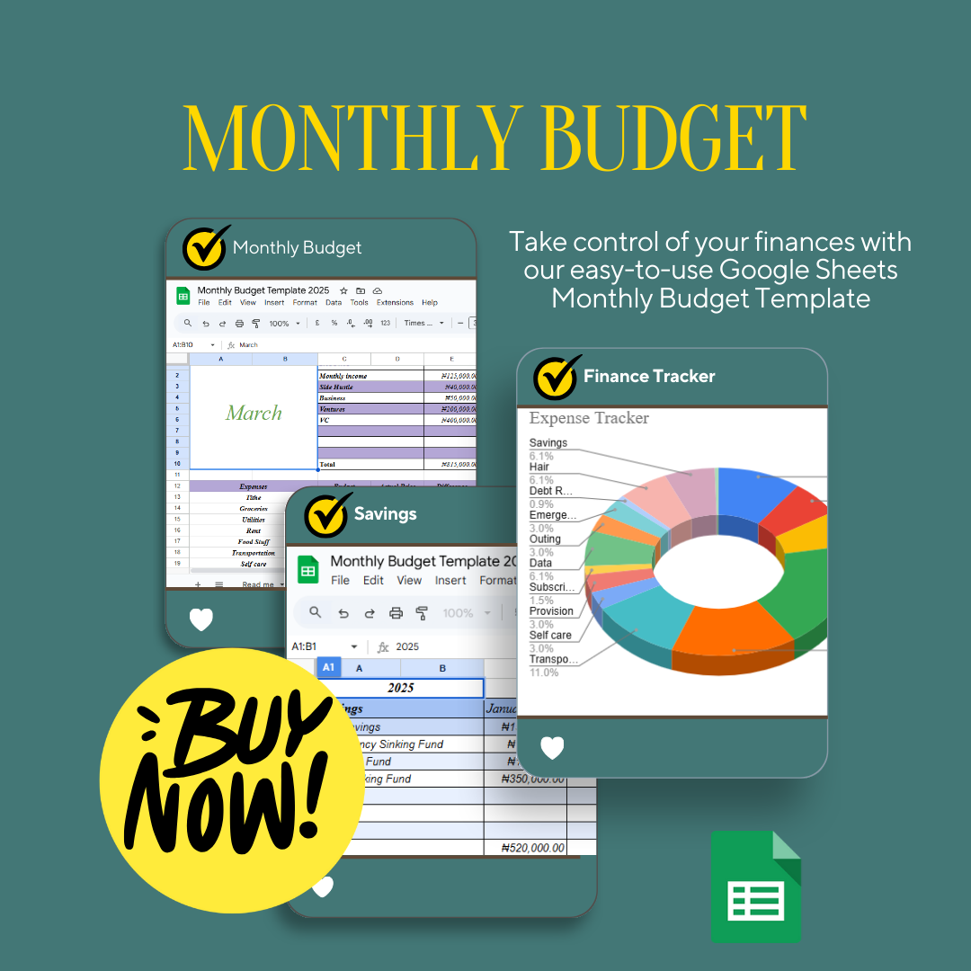 Buy Financial Budget Google Sheet Template by Boluwatife Areola on Selar