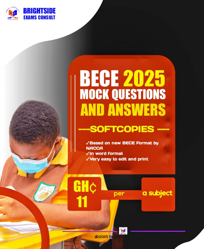 Buy ALL SUBJECTS MOCK 1 BECE 2025 by BRIGHTSIDE EXAMS CONSULT on Selar