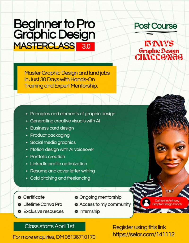 Buy BEGINNER TO PRO GRAPHIC DESIGN MASTERCLASS by Catherine Ikono on Selar