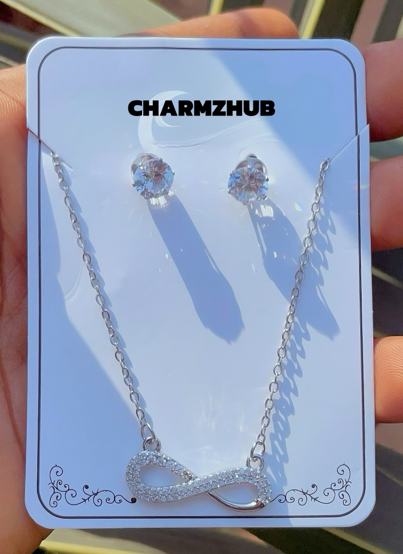 Buy Infinity ♾️ jewelry necklace and earrings set by Charmz Hub on Selar