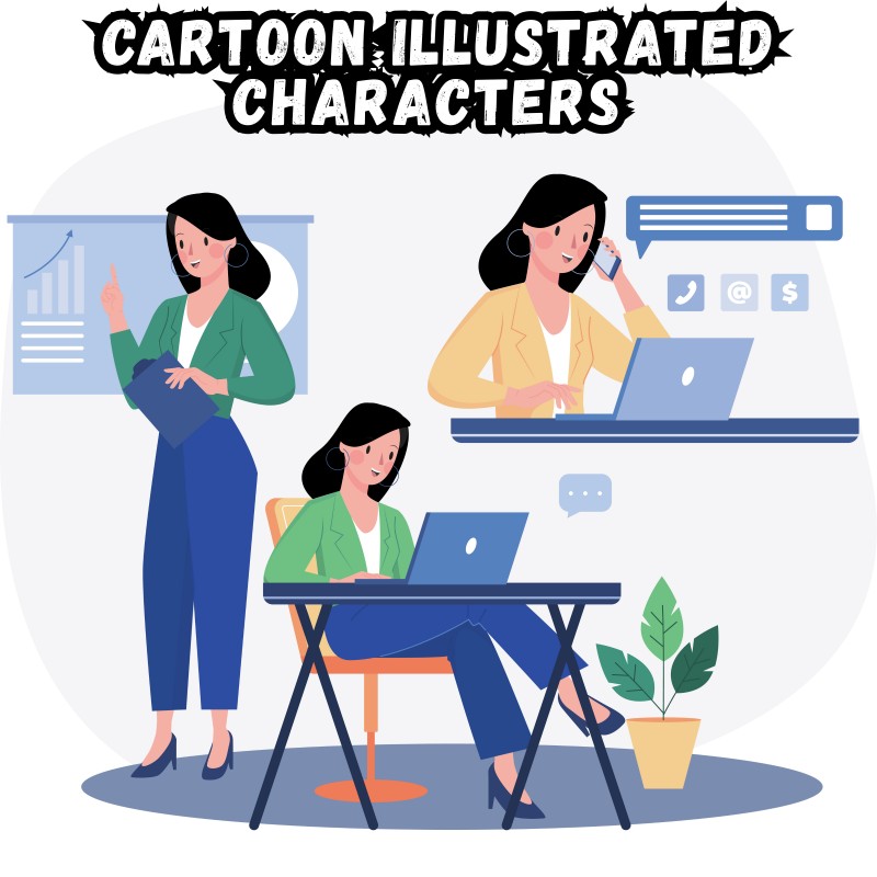 Buy Cartoon Illustrated Characters by Grow With Rachel on Selar