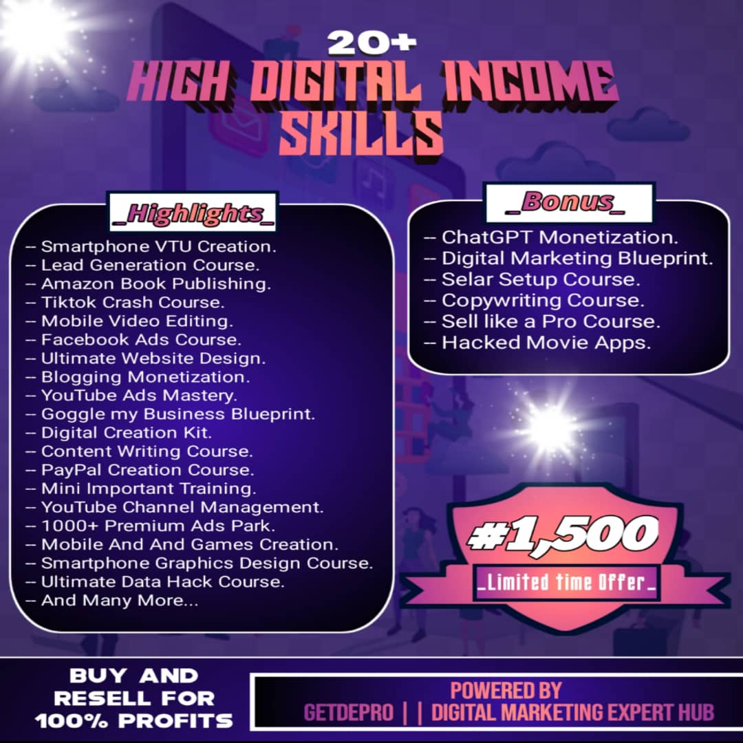 Buy 20+ HIGH-INCOME DIGITAL SKILLS || Buy, Learn and Resell for 100% Proffits by Coach Bright on ...